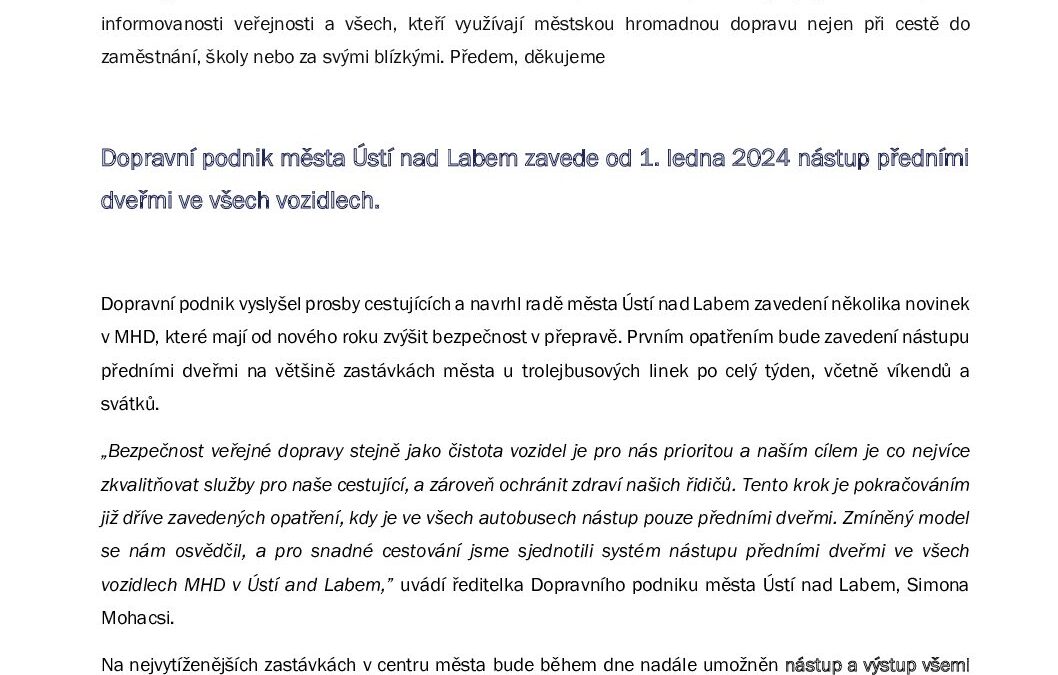 Informační dopis - ZŠ a MŠ Ústí nad Labem,